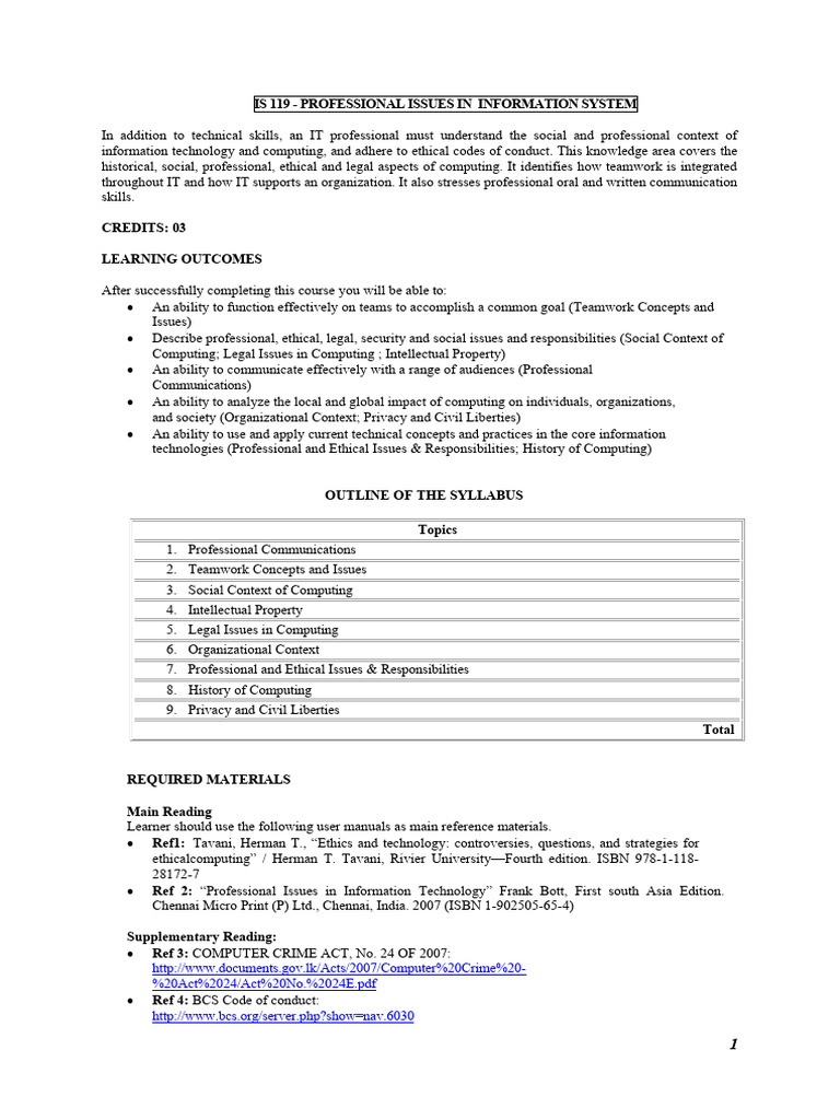 Professional Issues in IS | PDF | Copyright Infringement | Computing