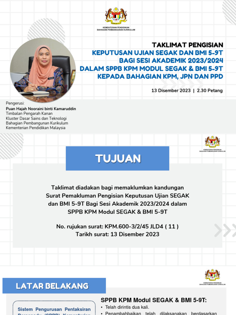 Slide Taklimat Pengisian Ujian SEGAK & BMI 5-9T SPPB | PDF