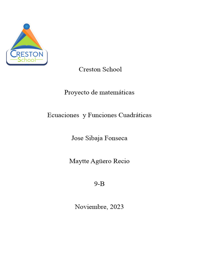 Proyecto Mate | PDF | Ecuaciones | Ecuación cuadrática