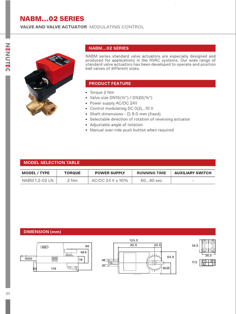 NABM 2 Nm Modulating Valve Actuator | PDF | Power Supply | Valve