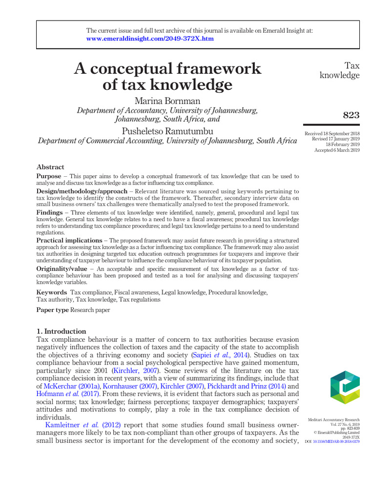 A Conceptual Framework of Tax Knowledge | PDF | Taxes | Knowledge