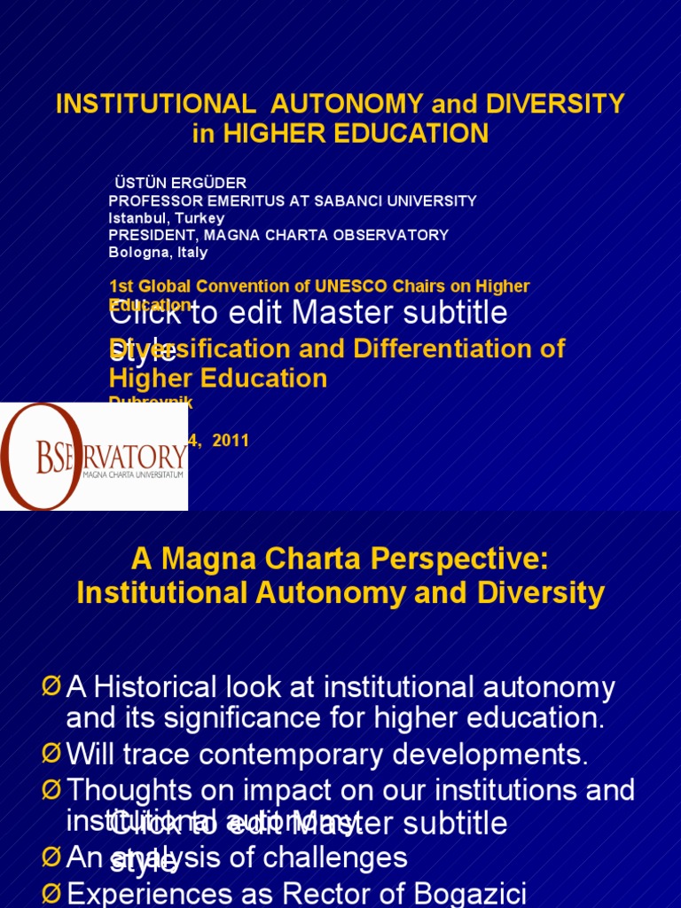 Institutional Autonomy and Diversity in Higher Education | PDF ...