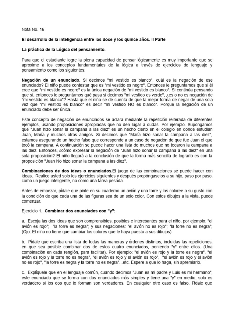 El Desar. de La Inteligencia de Los 12 A Los 15 Seg | PDF