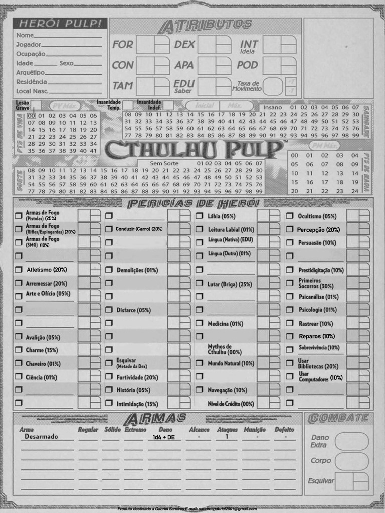 CoC Pulp Ficha A La Iguin | PDF