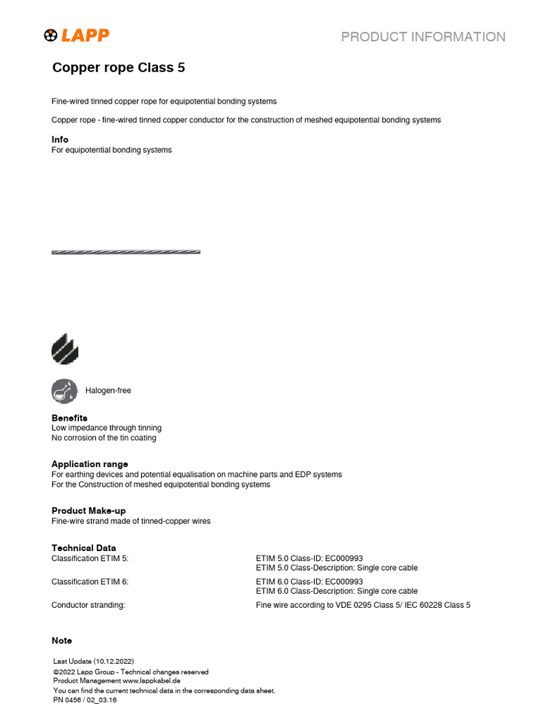 Copper Rope Class 5 | PDF | Wire | Copper