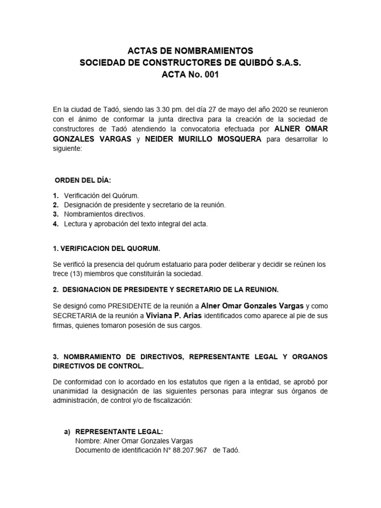 Actas de Nombramientos | PDF | Gobernancia | Gobierno