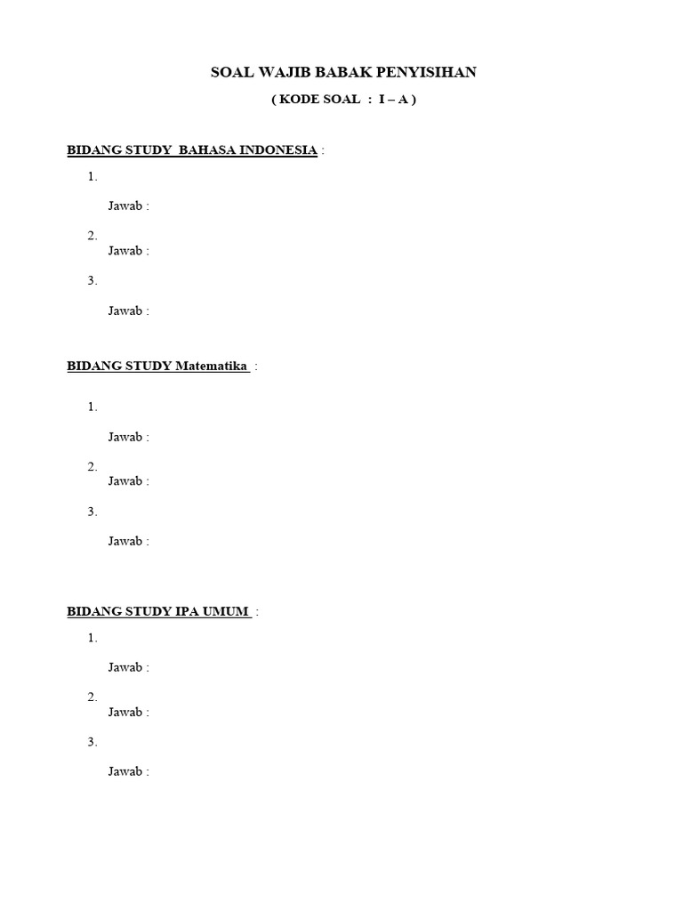 Format Soal Cerdas Cermat Mapu 2024 | PDF