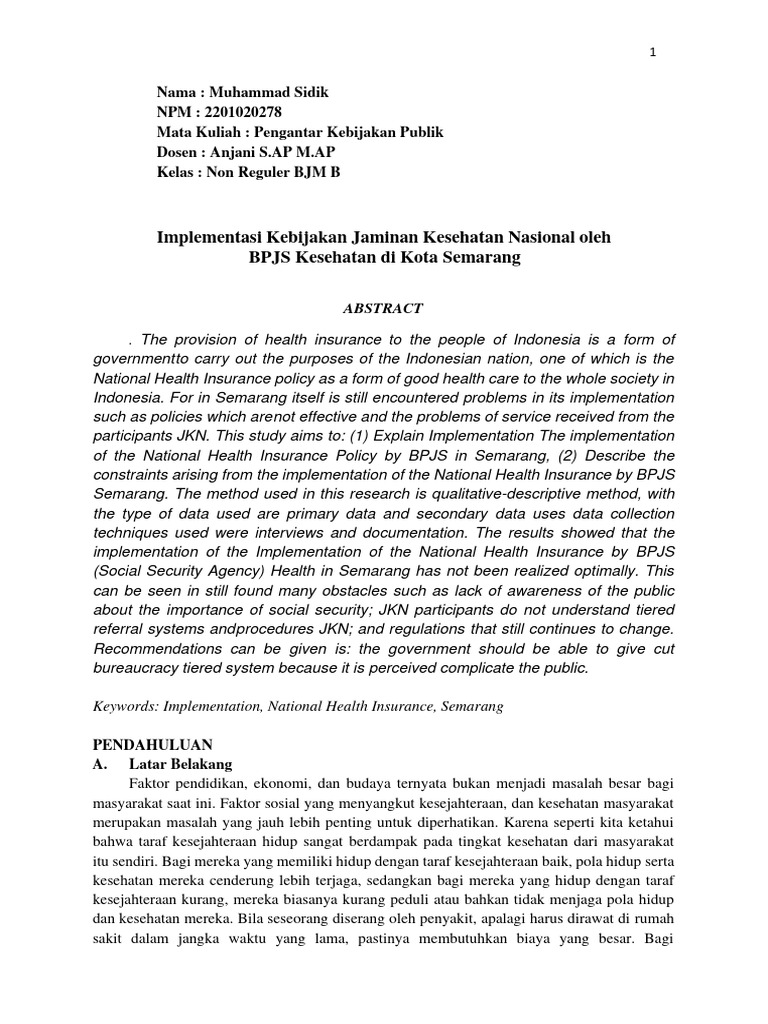 Muhammad Sidik - 2201020278 - Analisis Kebijakan Publik | PDF ...