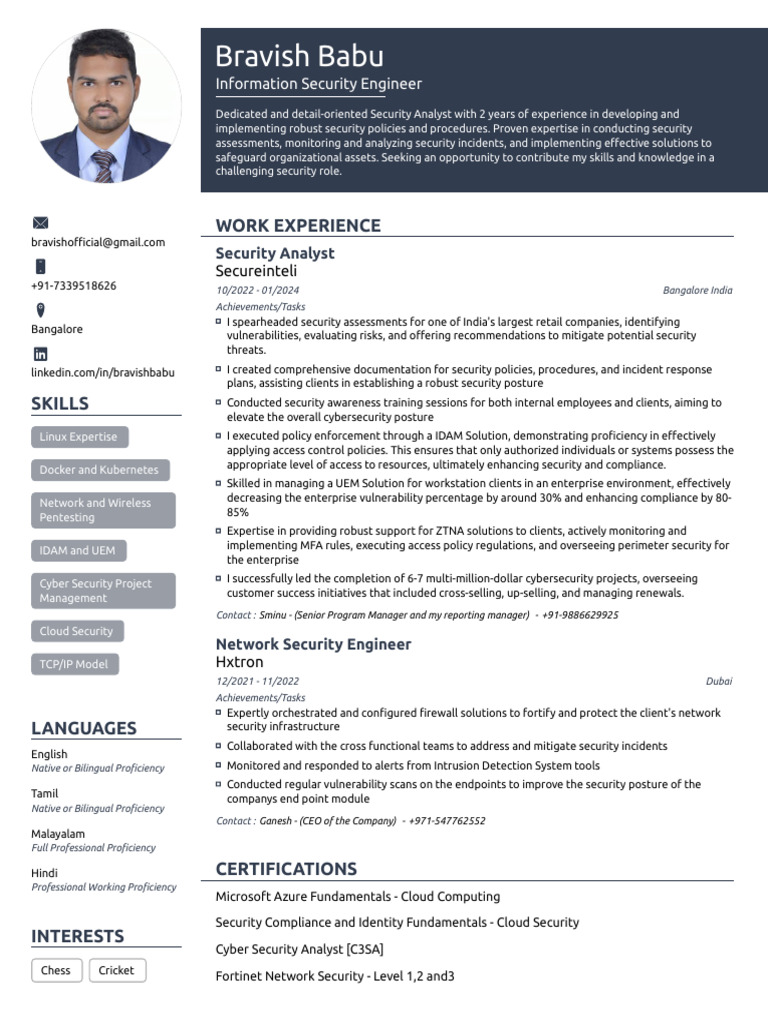 Bravish Babu CV - Information Security Engineer | PDF | Security ...