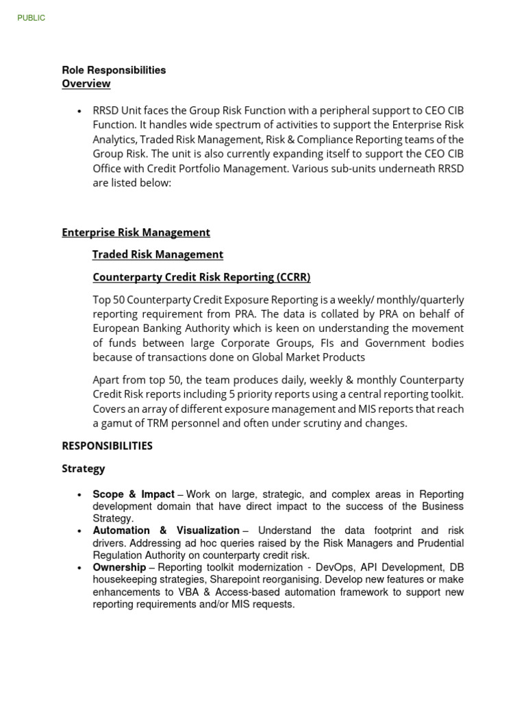 Senior Manager, CCR Reporting | PDF | Risk Management | Regulatory ...