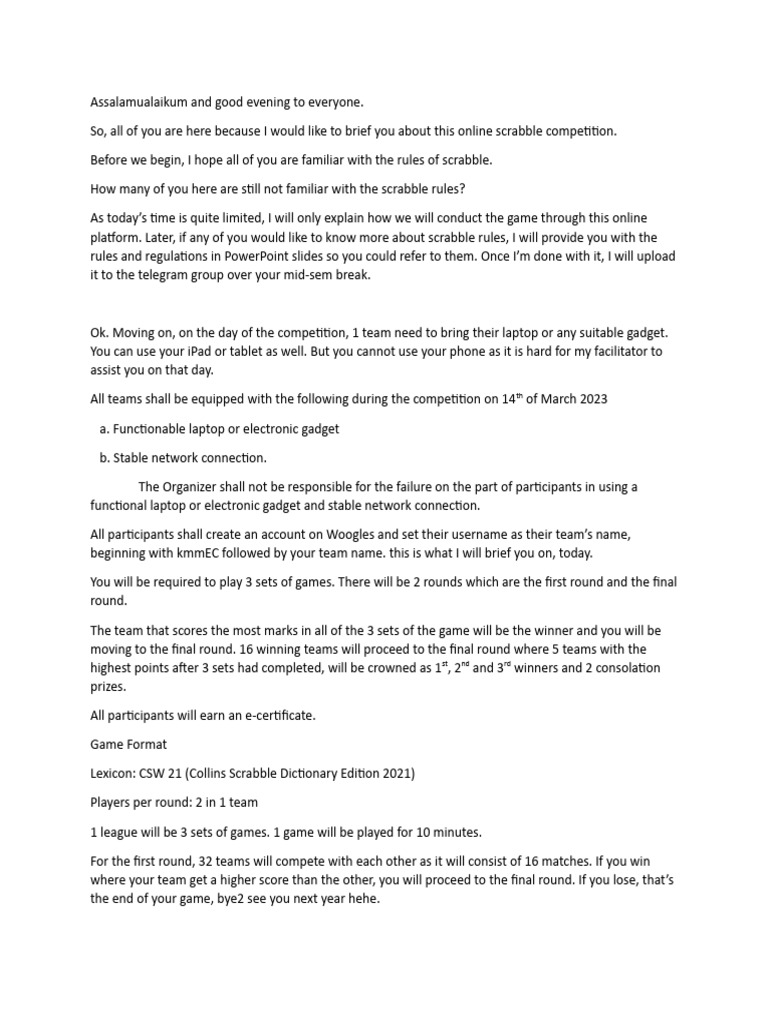 Script Briefing Scrabble | PDF | Computing