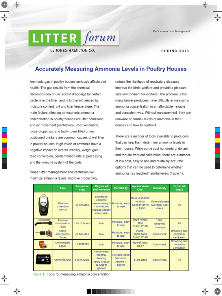 Accurately Measuring Ammonia Levels in Poultry Houses FINAL | PDF ...