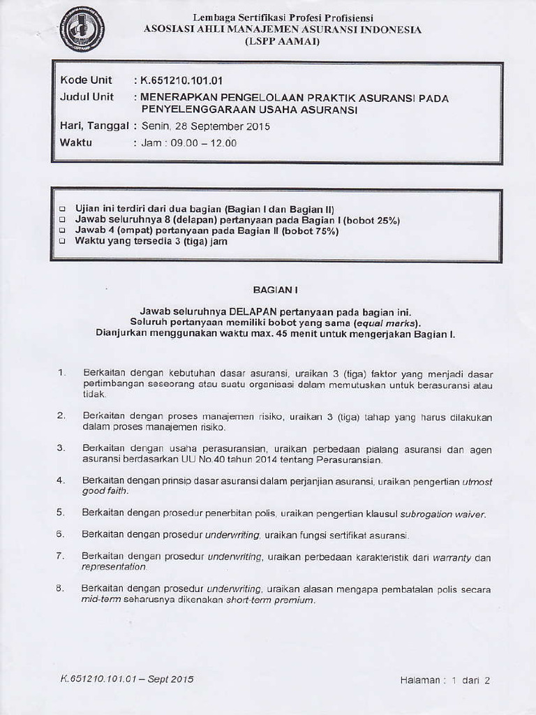 Ujian Sertifikasi AAMAI 2015 | PDF | Sains & Matematika | Komputer