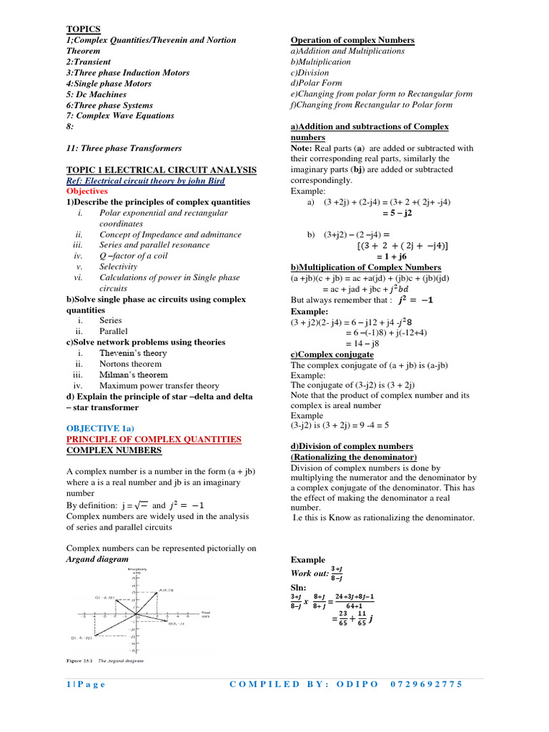 All Topics Electrical Circuit Analysis Dip 2 | PDF | Complex Number | Network Analysis ...