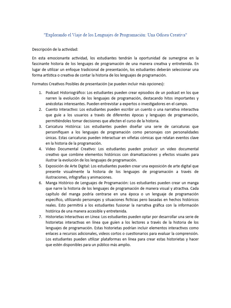 Explorando El Viaje de Los Lenguajes de Programación | PDF | Cómics | Podcast