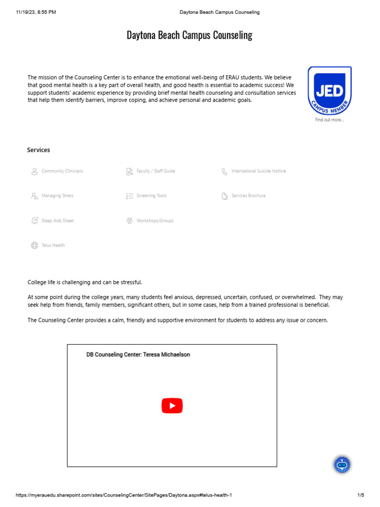 Daytona Beach Campus Counseling | PDF | Psychotherapy | Mental Health