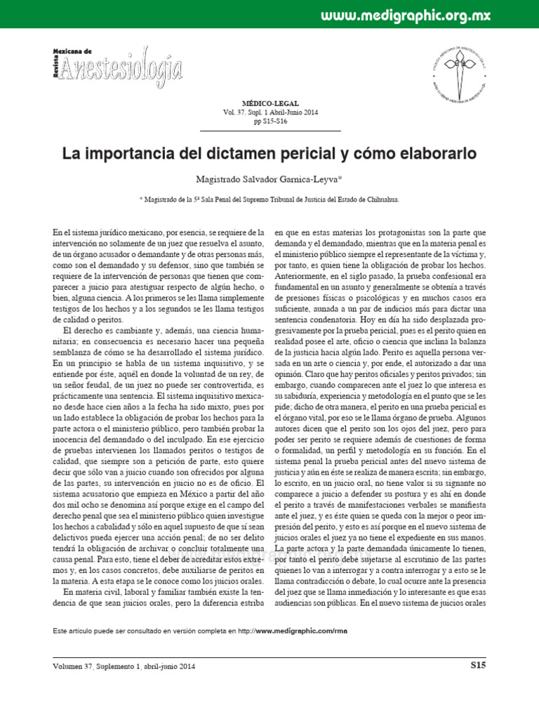 Importancia del Dictamen Pericial | PDF
