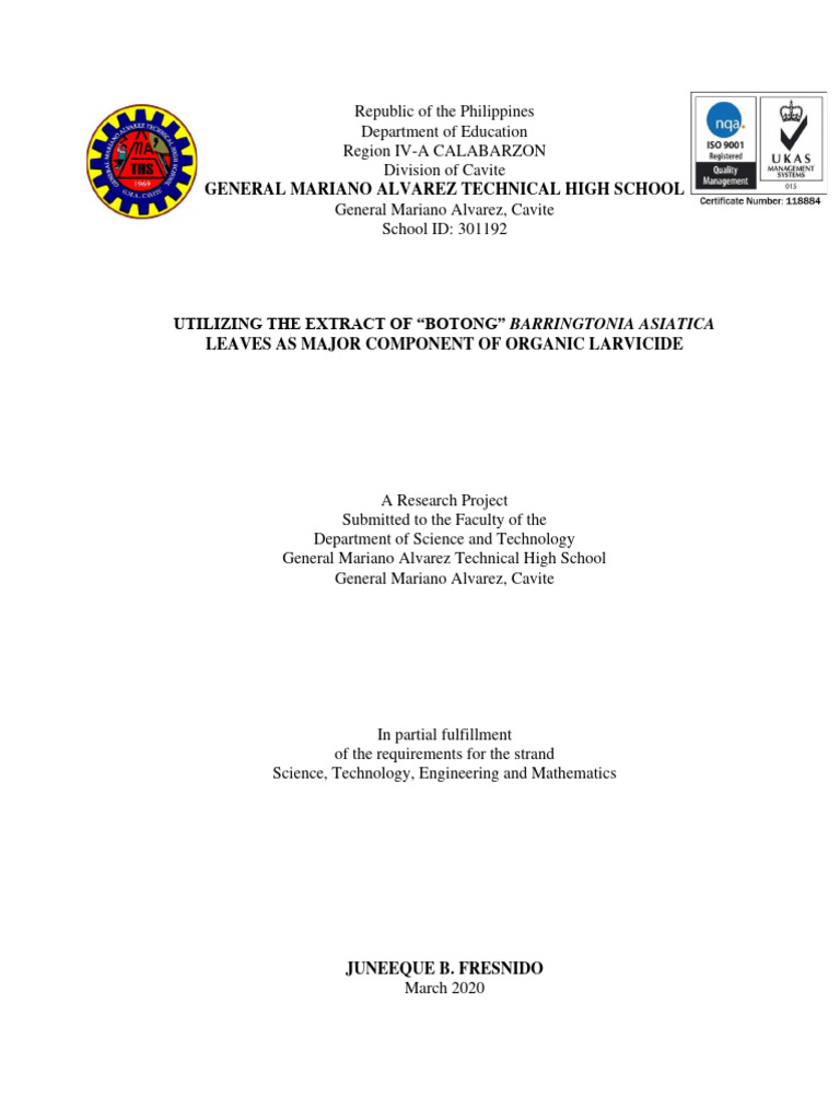 Fresnido Final Paper | PDF | Mosquito | Insecticide