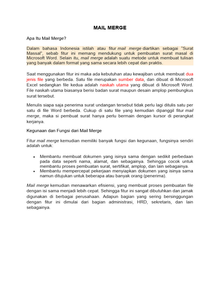 Apa Itu Mail Merge | PDF