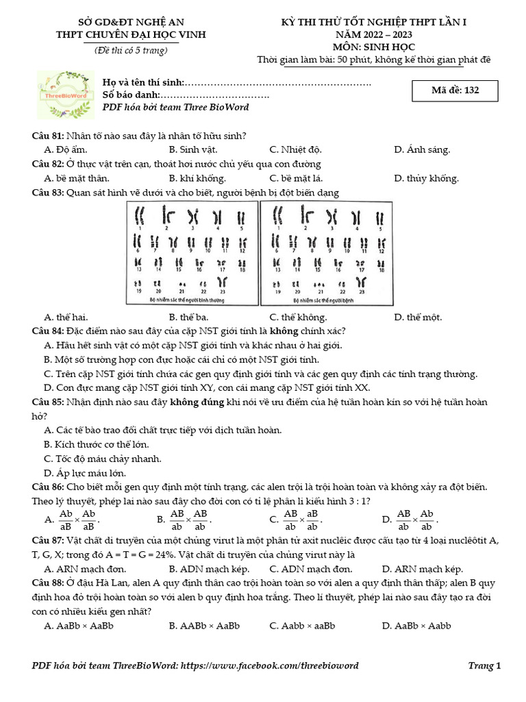 2. THPT Chuyên Đại Học Vinh | PDF