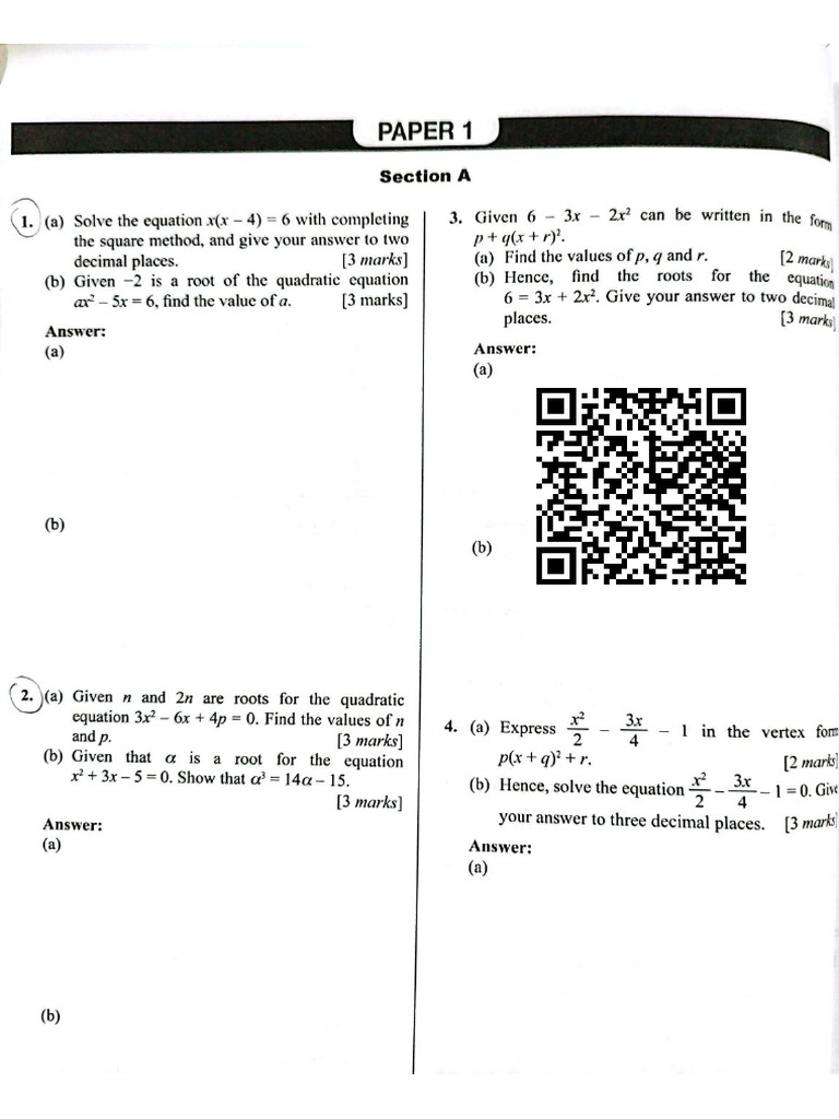 1202 chapter 2 quadratic练习 | PDF