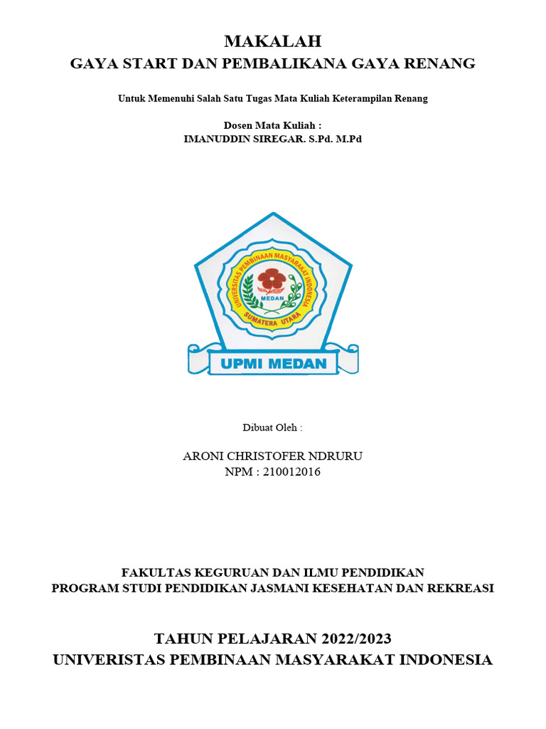 Makalah Start Dan Pembalikan Gaya Renang | PDF