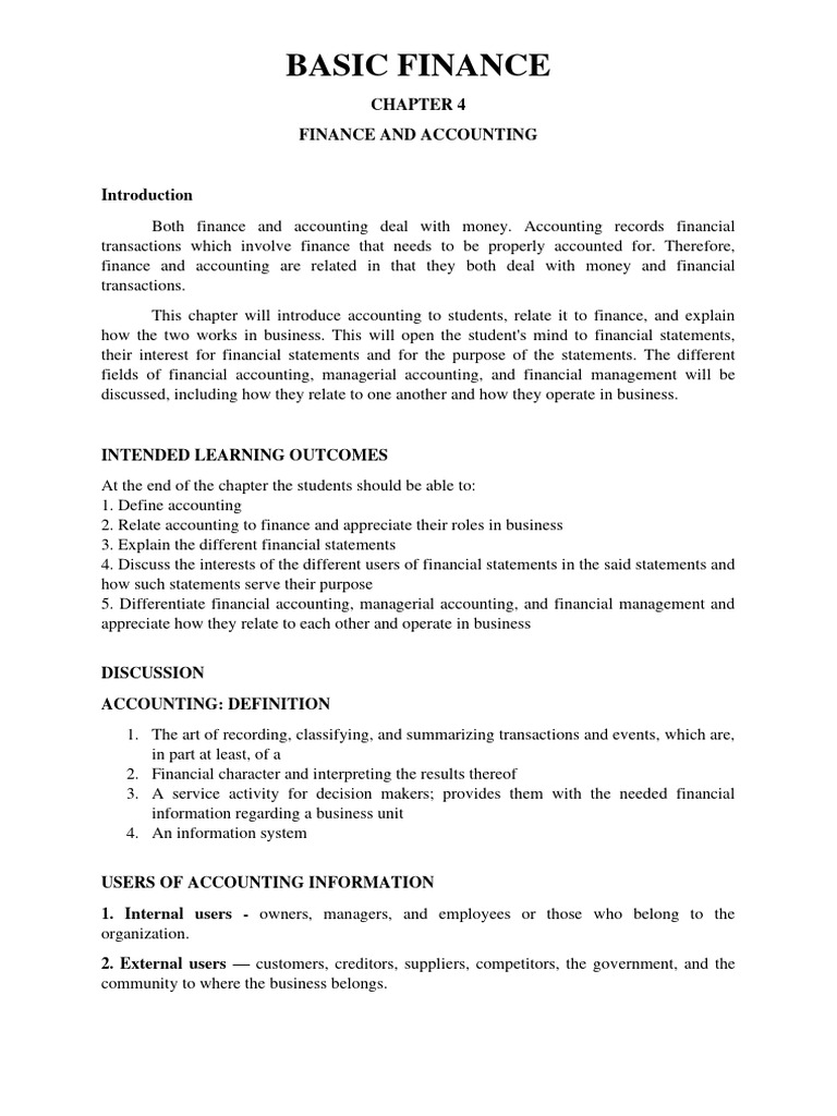 Chapter 4 Basic Finance 2023 2024 | PDF | Business | Equity (Finance)