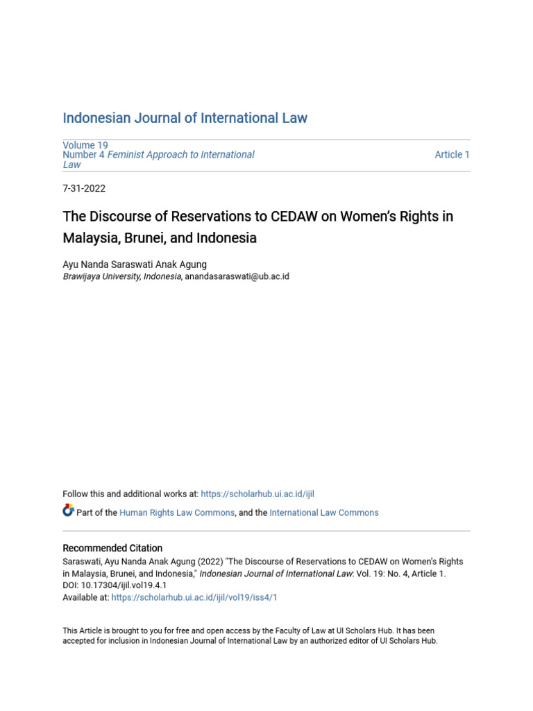 Reservations of CEDAW | PDF | Convention On The Elimination Of All ...