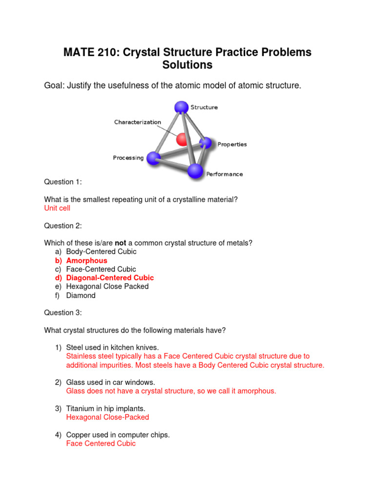 Crystal Structure Practice Problems | PDF | Crystal Structure | Crystal
