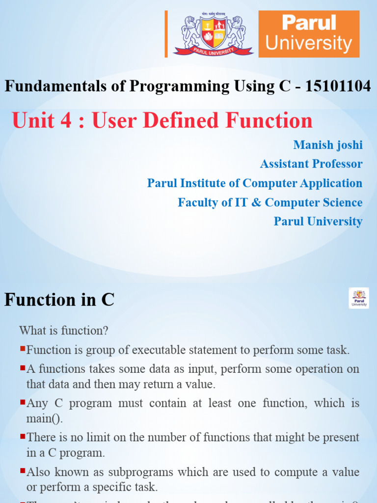 Unit 4 | PDF | Parameter (Computer Programming) | Scope (Computer Science)