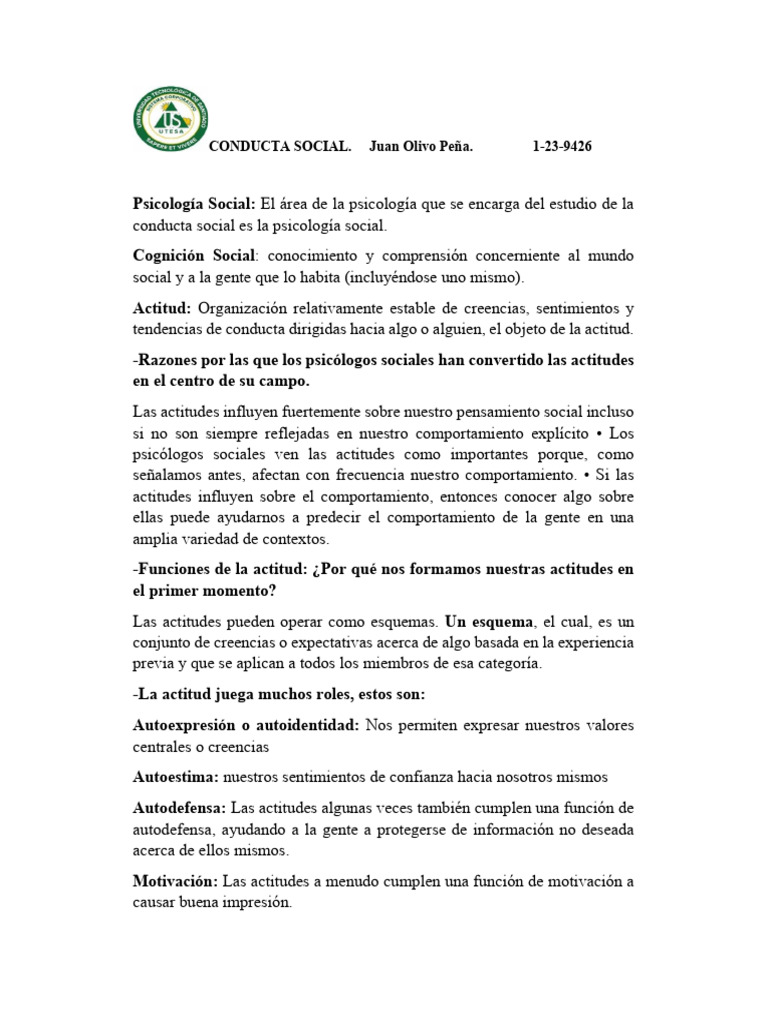 Conducta social | PDF | Psicología Social | Actitud (psicología)