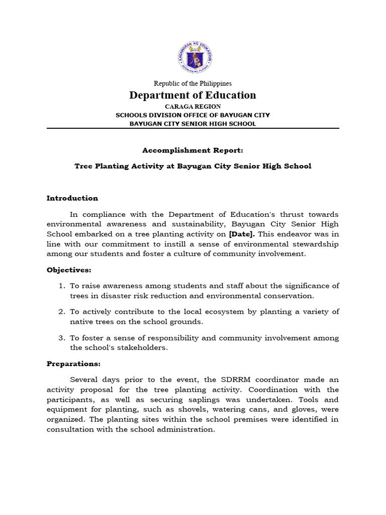 Accomplishment Report Tree Planting Noval | PDF | Trees | Environmental ...