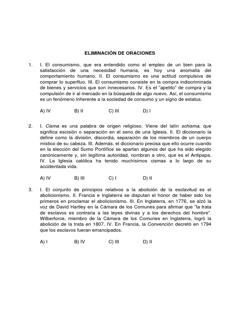 Clase de RV Eliminación de Oraciones | PDF