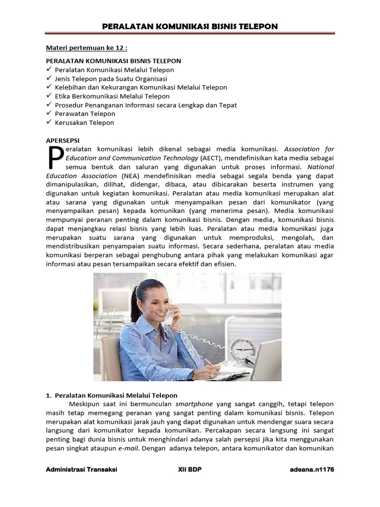 Materi Peralatan Komunikasi Bisnis Telepon | PDF