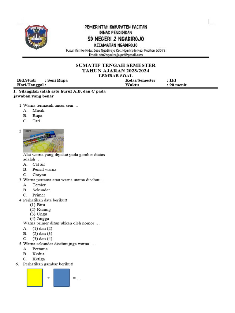 Soal Pts Seni Rupa Kelas 2 Oke | PDF