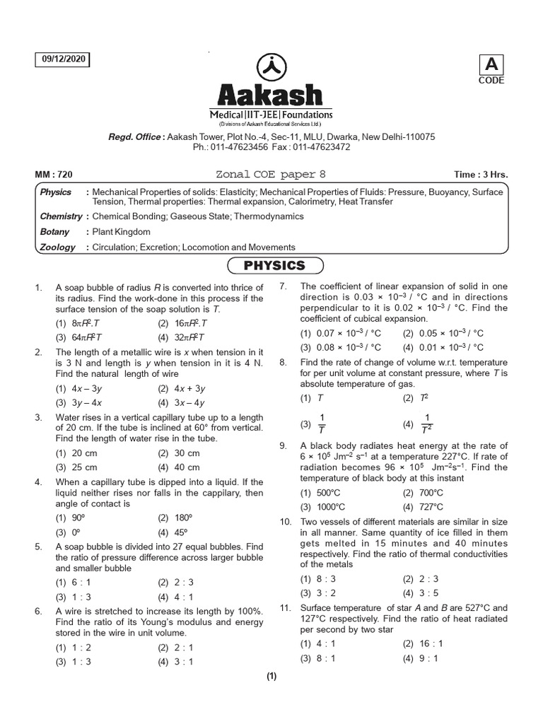 Zonal COE Paper 8 Plant Kingdom | PDF | Enthalpy | Algae