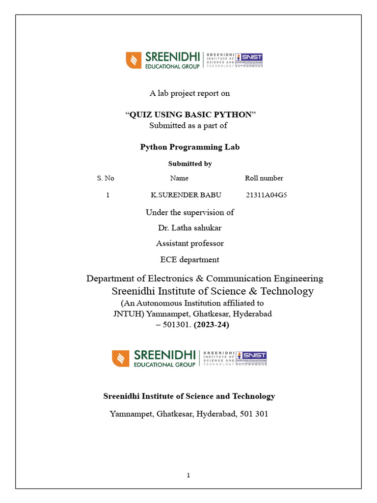 Python Report Final1 | PDF | Computer Program | Programming