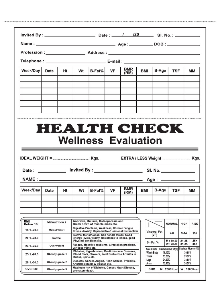 Health Ceck Wellness Evaluation Final CC - Big | PDF
