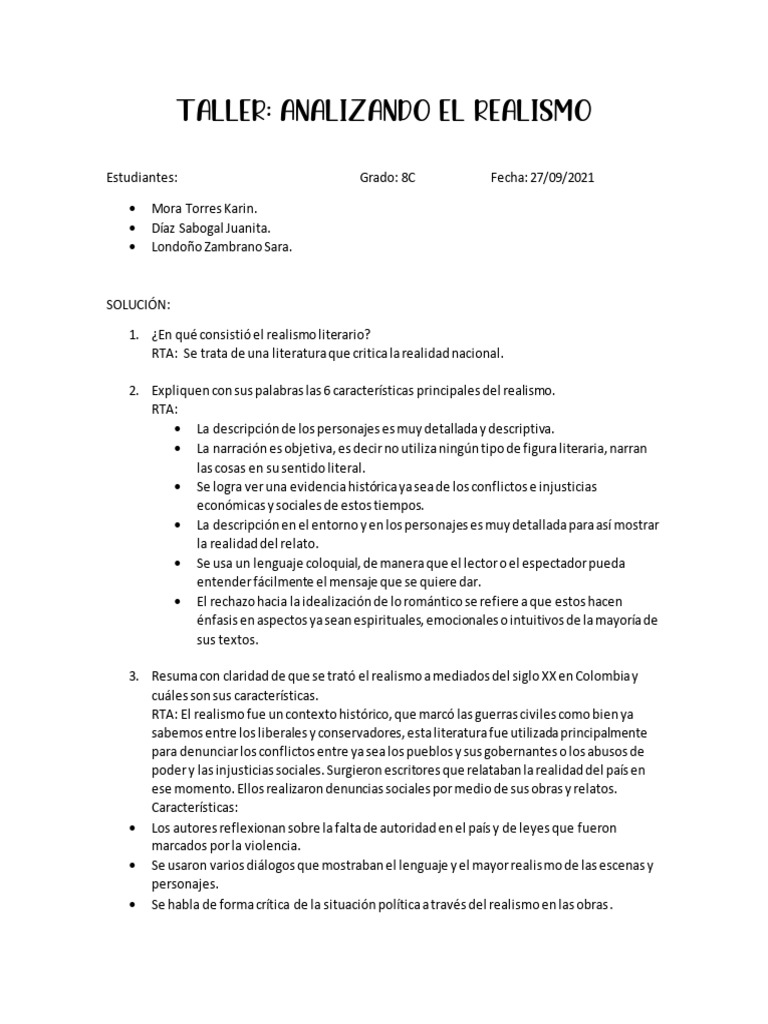 Realismo Literario en Colombia | PDF | Realismo literario