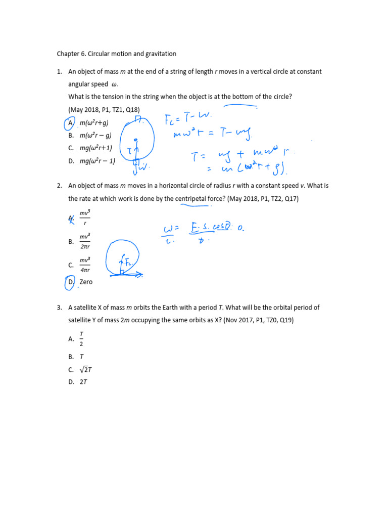 Chapter 6. Circular motion and gravitation P1 Q david | PDF | Force | Mass