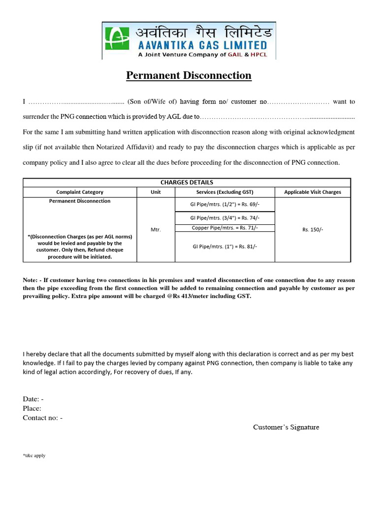 IGL Permanent Disconnection Process | PDF