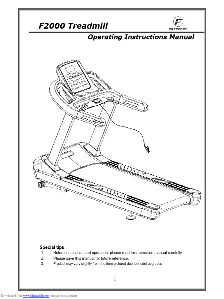 F2000 Treadmill: Operating Instructions Manual | PDF