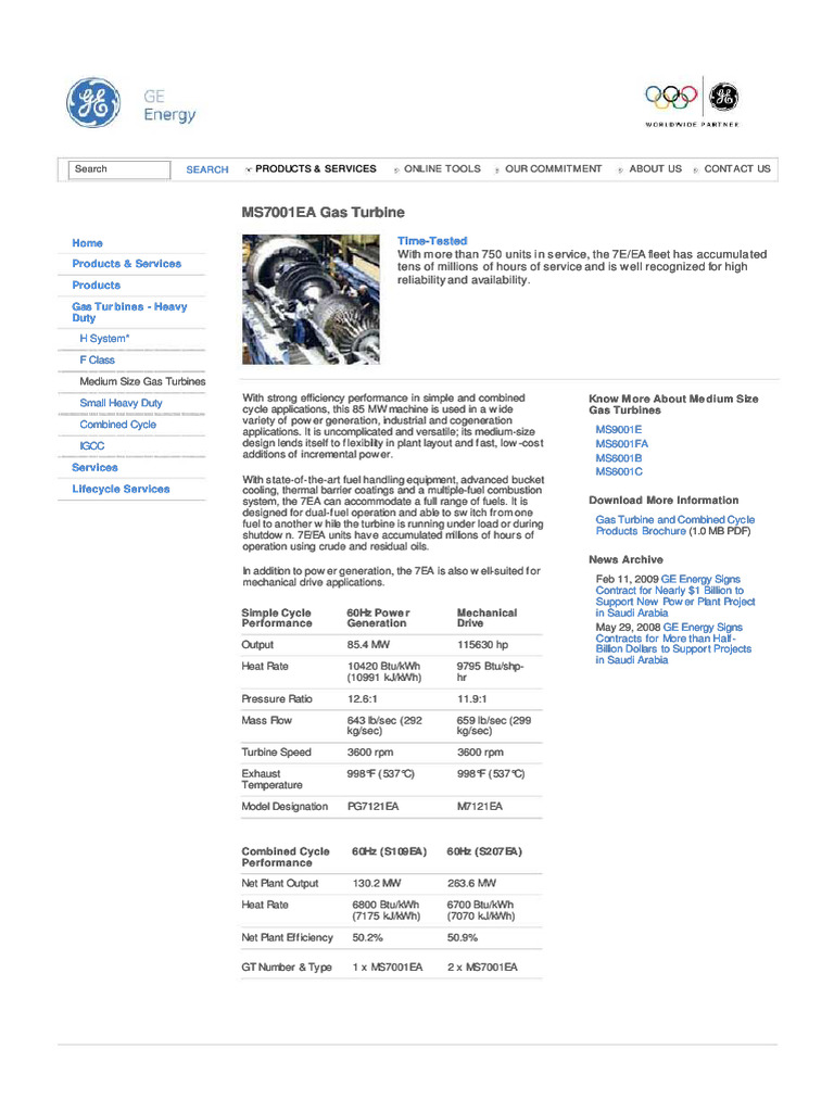 MS7001EA Gas Turbine Overview | PDF | Gas Turbine | Quantity
