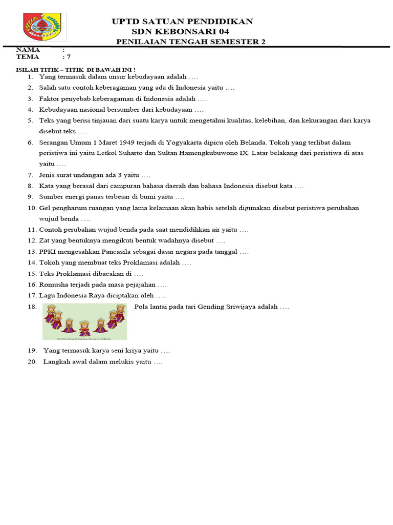 Uts SMSTR 2 Kls 5 Tema 7 | PDF