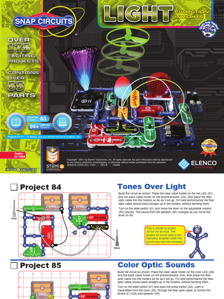Manual de Snap Circuits Light en Español Del 82 Al 177 Proyecto | Download Free PDF | Light ...