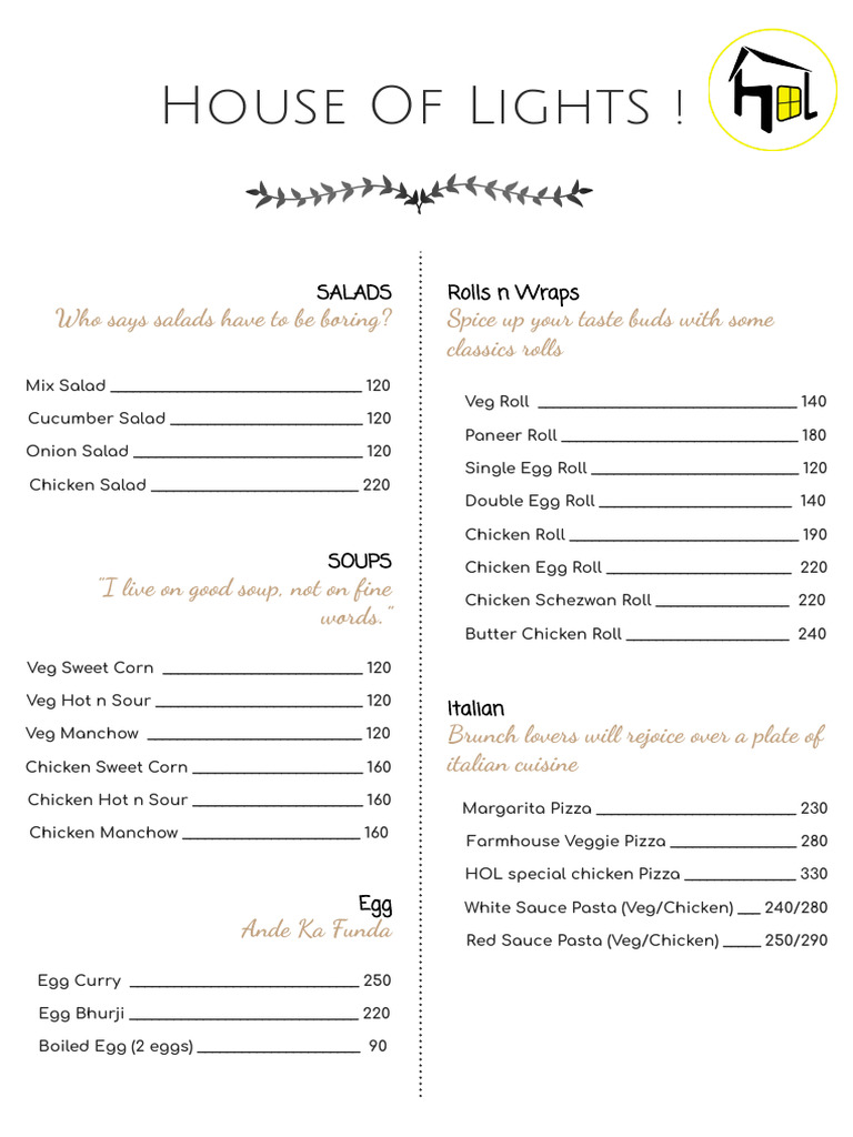 HOL New Menu Final | PDF