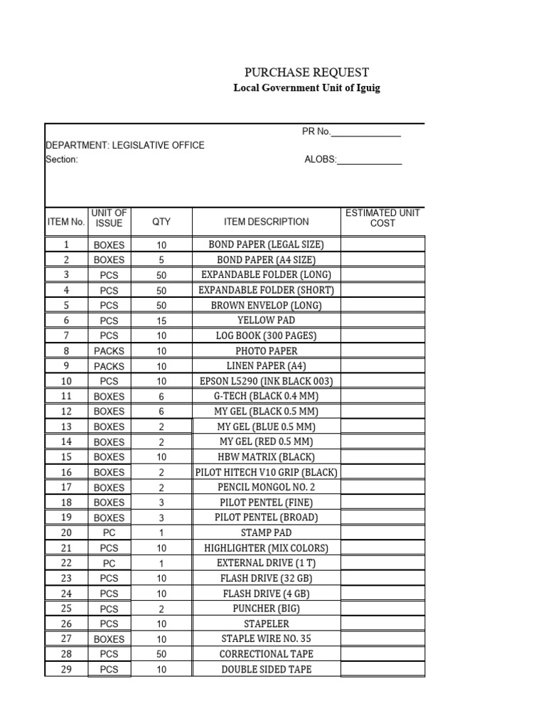 Purchase Request 2024 | PDF | Personal Computers | Stationery