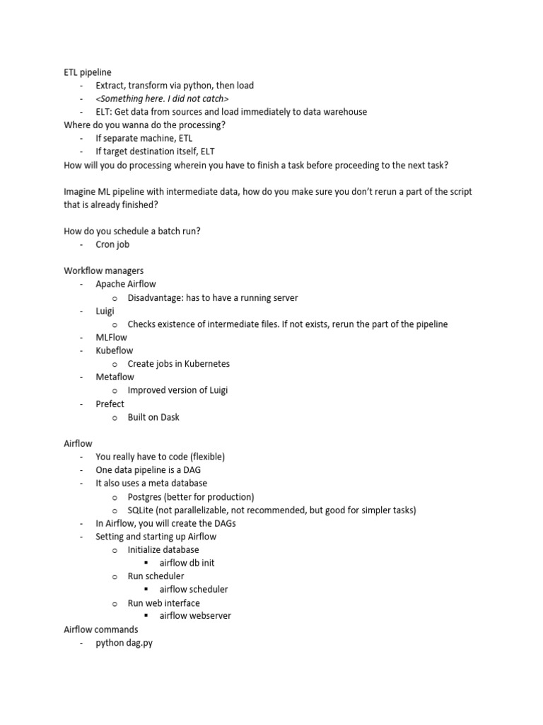 ETL Pipeline, Class Notes | PDF | Software Engineering | Information ...