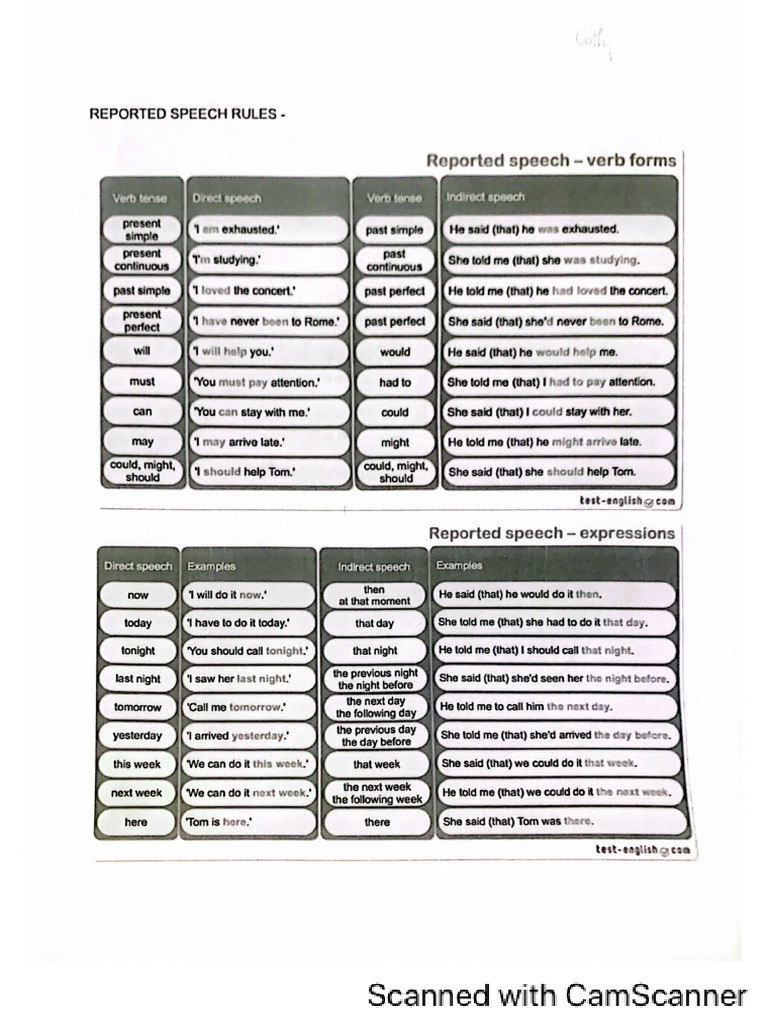 Reported Speech Rules | PDF