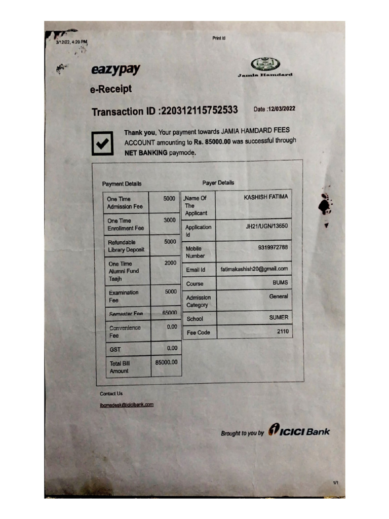eazypay fee submission | PDF
